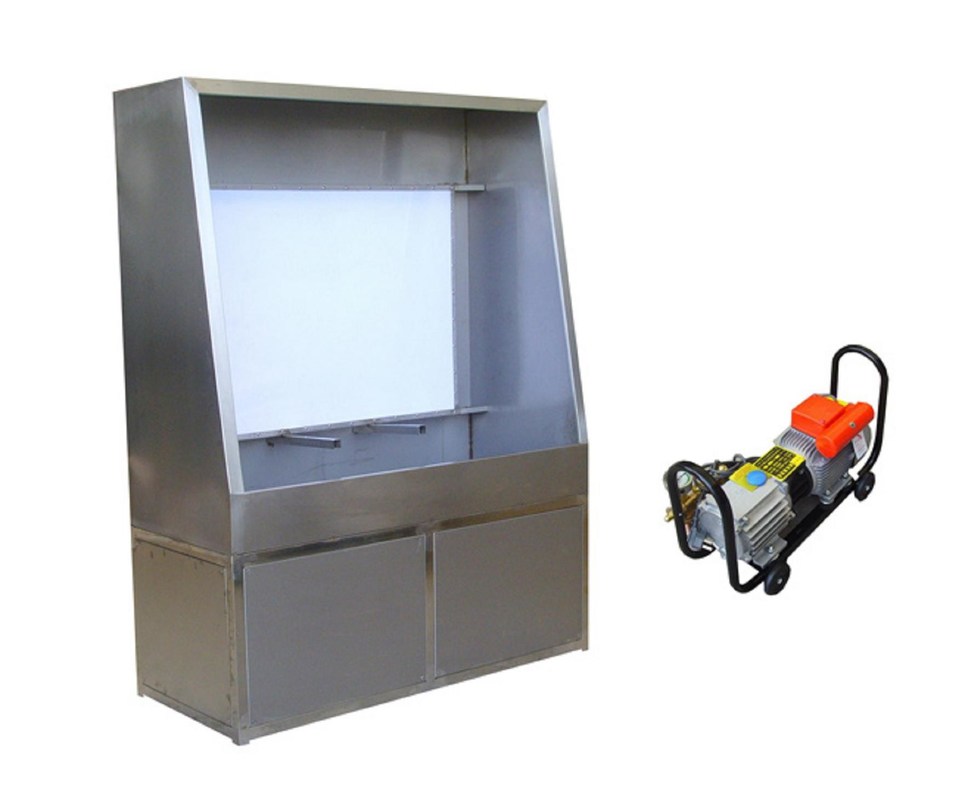 Manual screen washout booth with back light and high pressure water jet ...